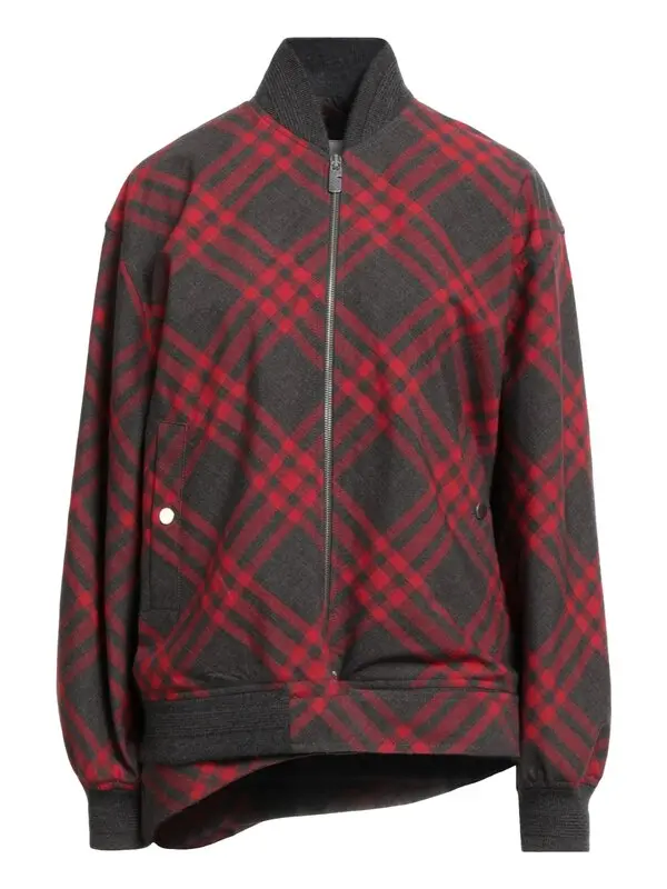 Burberry Two-tone Plaid Zip-up Baseball Jacket - Red