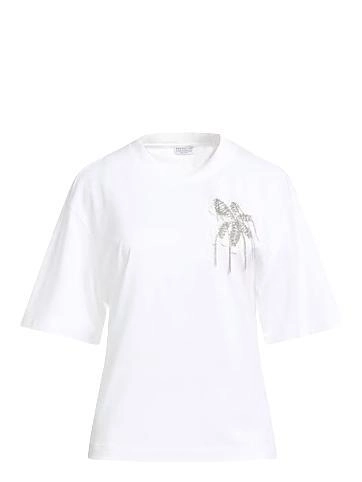 Brunello Cucinelli Embellished Short Sleeve T-shirt - White