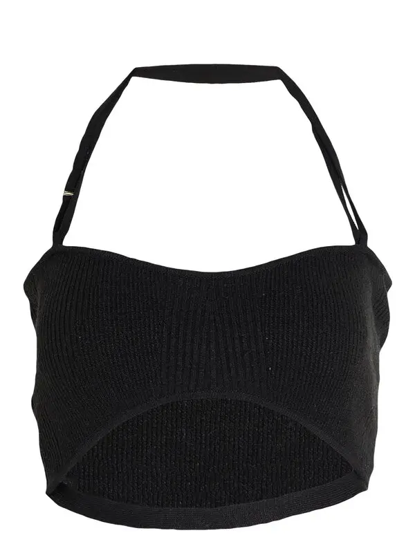 Jacquemus Knitted Cropped Tank Top - Black