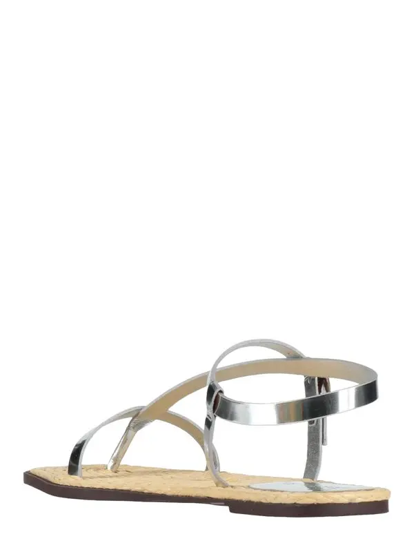 Farm Rio Metallic Leather Sandals With Buckle Fastening - Silver