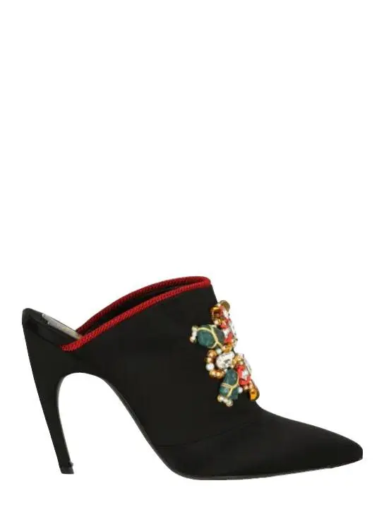 ROGER VIVIER Embellished Pointed Toe Mules - Black