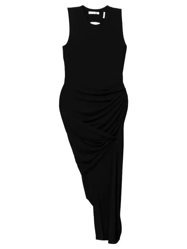 Helmut Lang Asymmetrical Draped Maxi Dress - Black