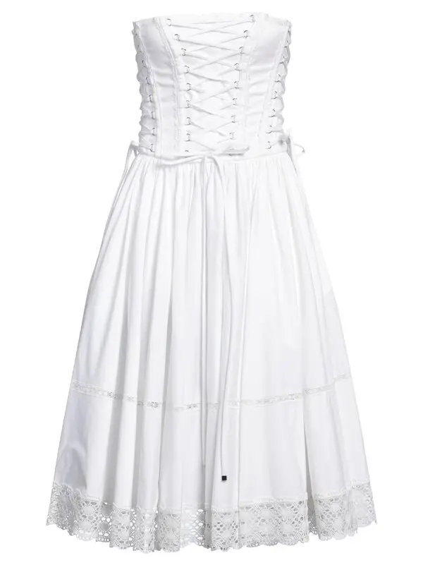 Dolce & Gabbana Lace Square Neck Midi Dress - White