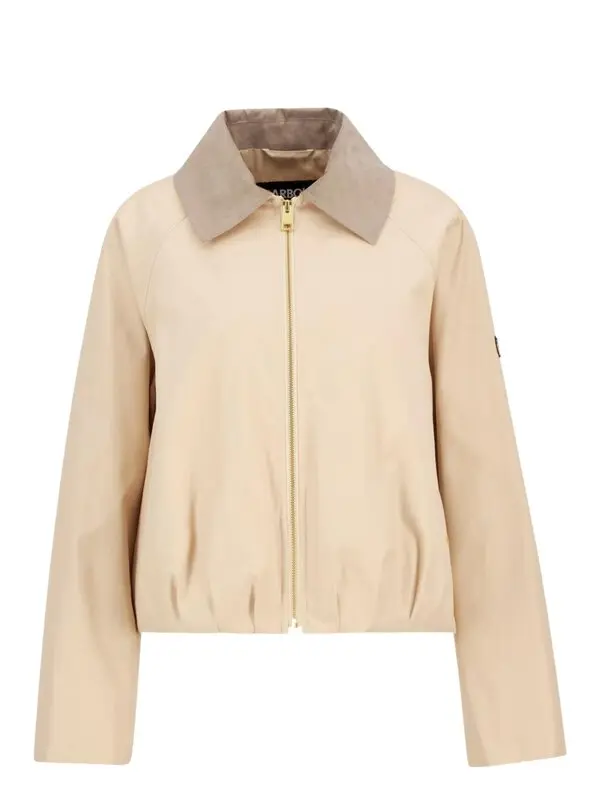 Barbour Ozara Casual Jacket With Suede Collar And Studded Pockets - Nude