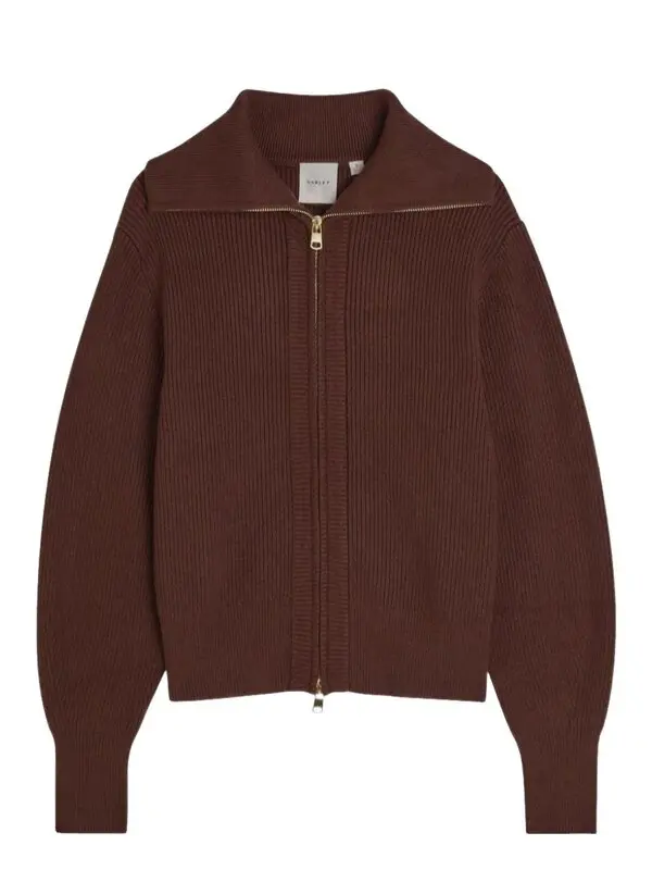Varley Enrico Ribbed Zip Cardigan - Brown