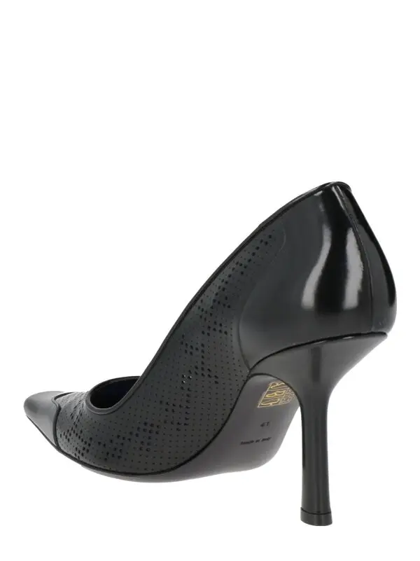 Burberry Leather Square Toe High Heels - Black