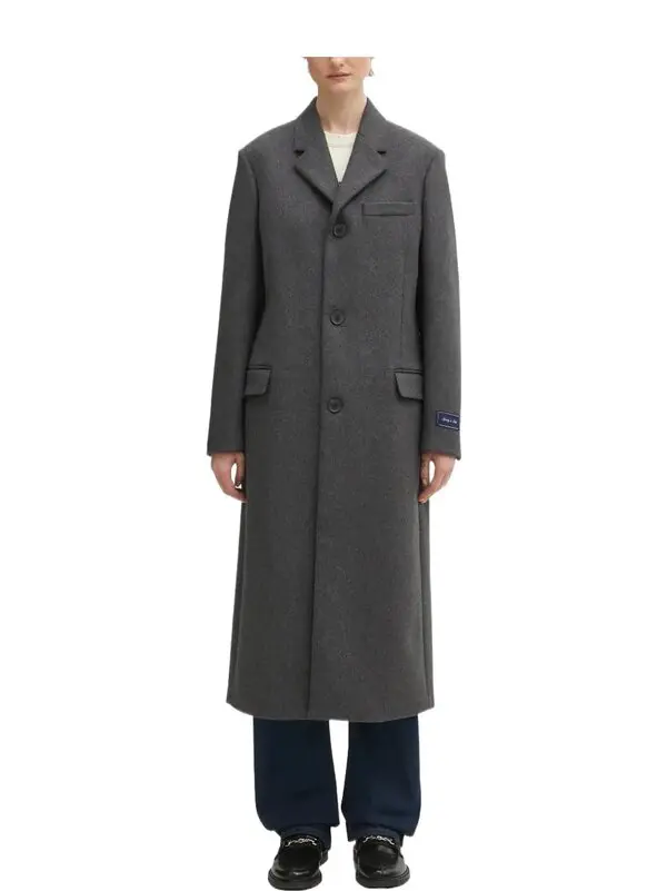 SPORTY  RICH Sporty & Rich Long Button Coat - Black