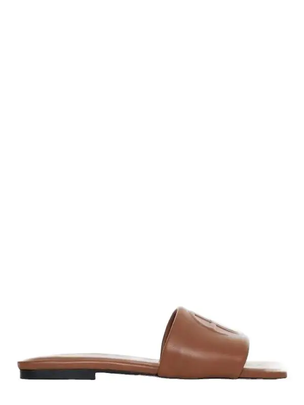 ANINE BING Embossed Leather Slides - Brown