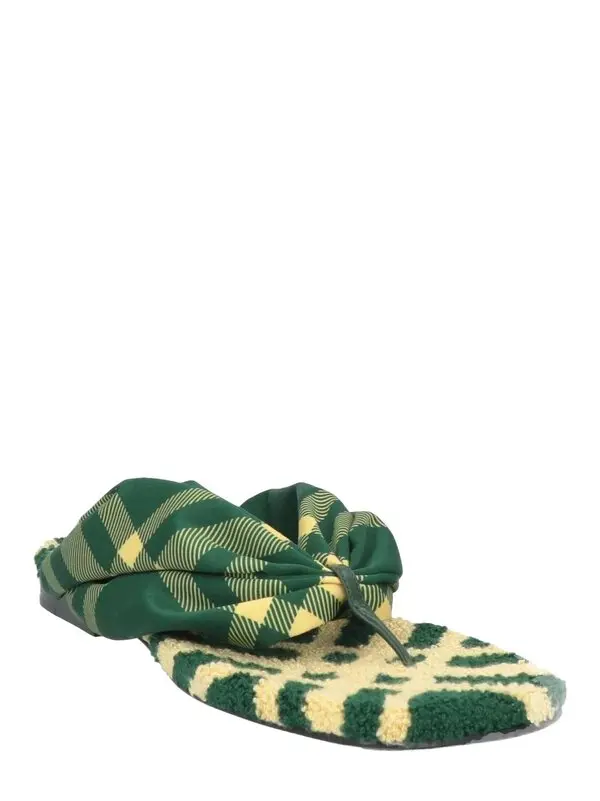 Burberry Checked Slippers - Green