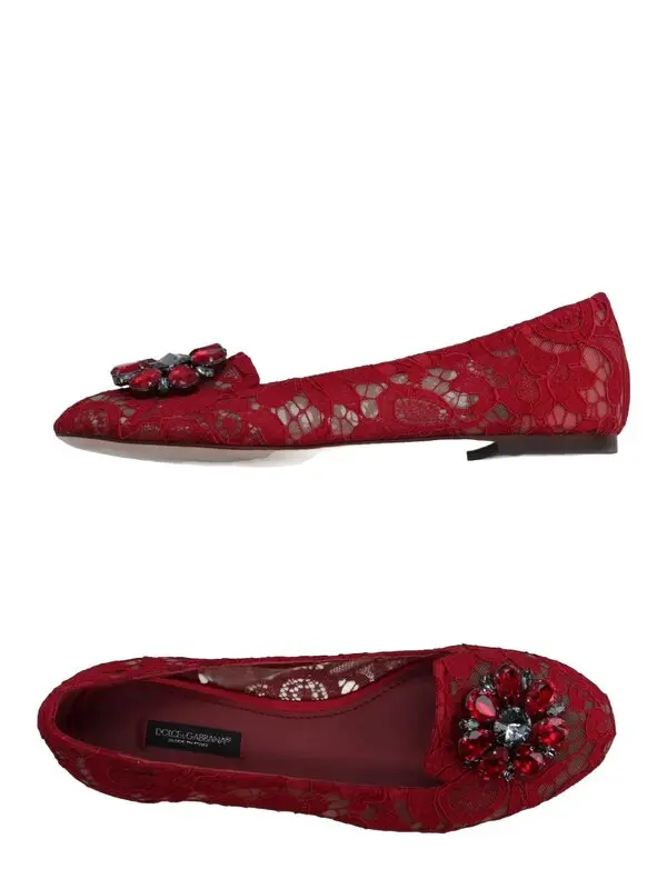 Dolce & Gabbana Lace Print Loafers - Red