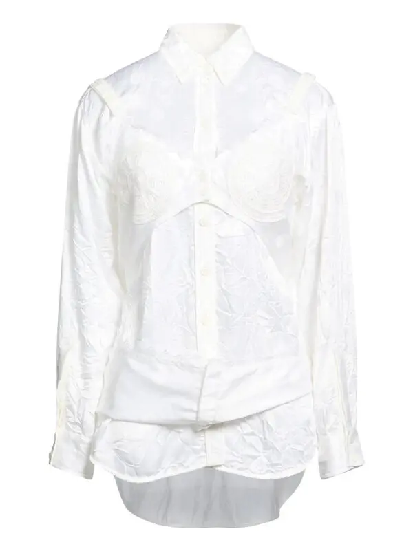 Burberry Satin Shirt With Decorative Embellishments - White