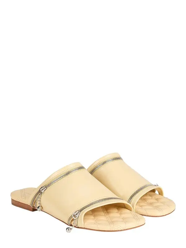 Burberry Ssimple Leather Slippers - Yellow