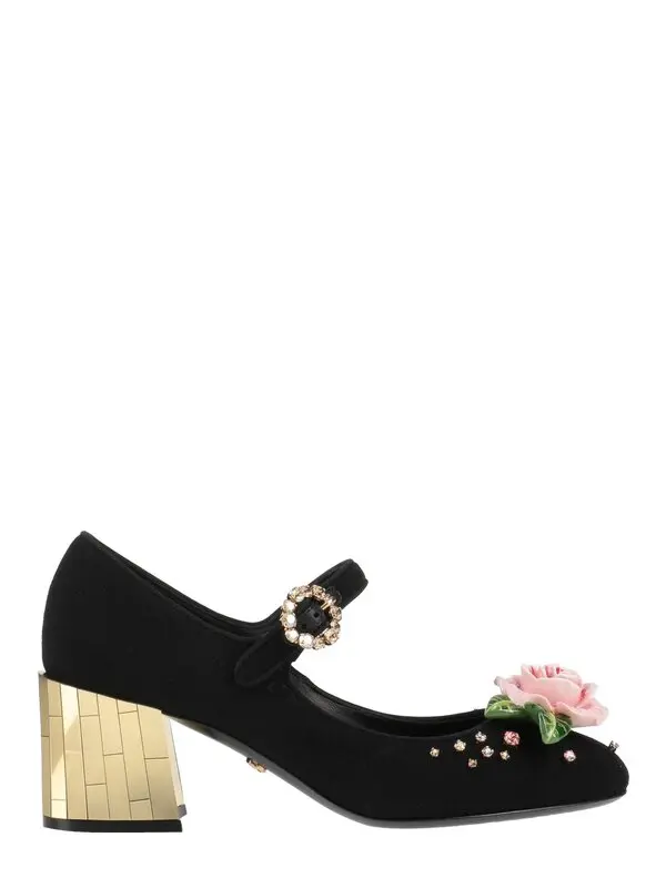 Dolce & Gabbana Embellished Mary Jane Pumps - Black