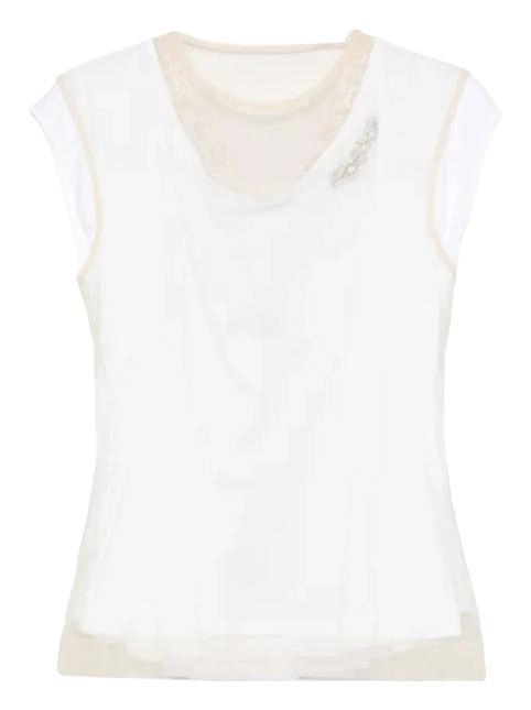 Simone Rocha Layered Lace-trim T-shirt - White