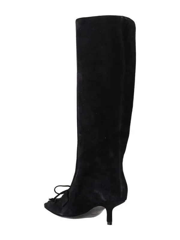 Burberry Suede Pointed Toe Boots With Shiny Decoration - Black