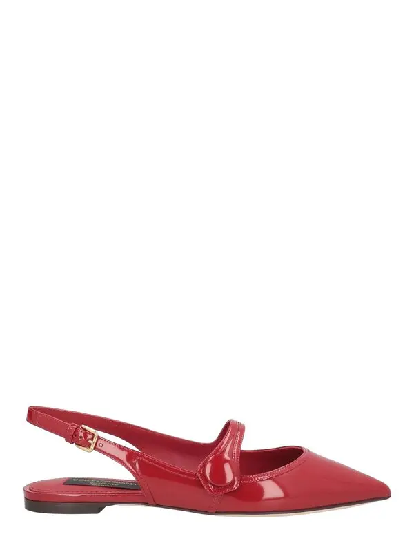 Dolce & Gabbana Patent Leather Slingback Flats - Red