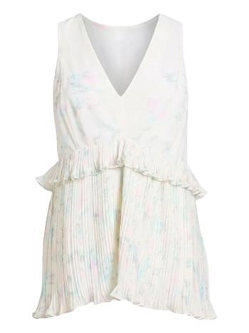 GANNI Ruched Tie Strap Tank Top - Ivory