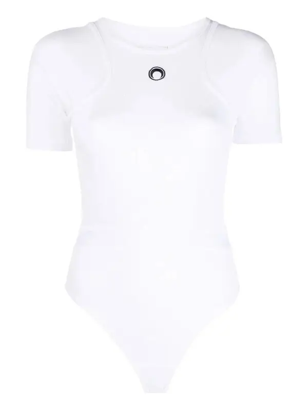 MARINE SERRE Logo Print Bodysuit - White