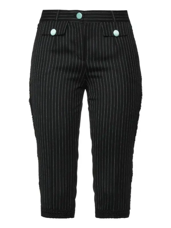 Dolce & Gabbana Pinstriped Lace Trousers - Black