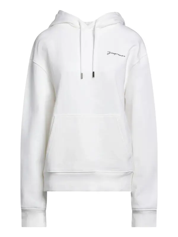 Jacquemus Solid Color Fleece Hooded Track Jacket - White