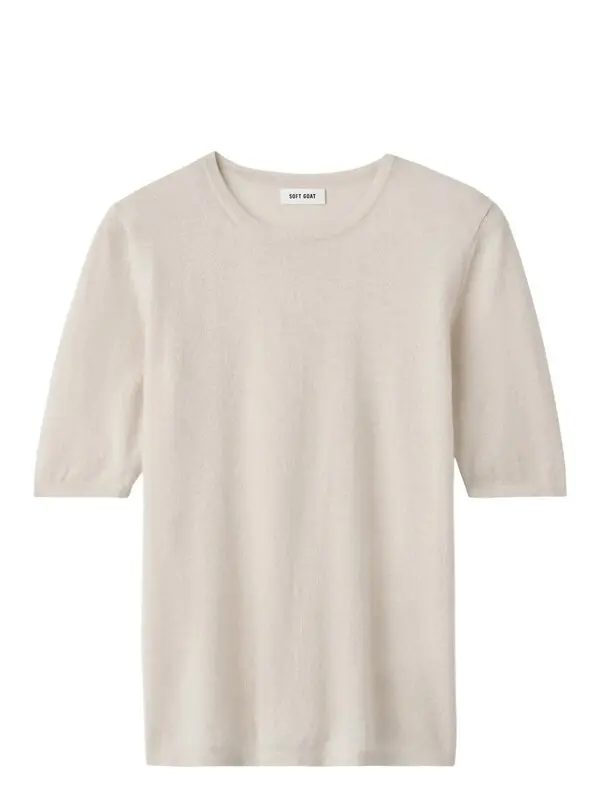 Soft Goat Short Sleeve Knit T-shirt - Chalk