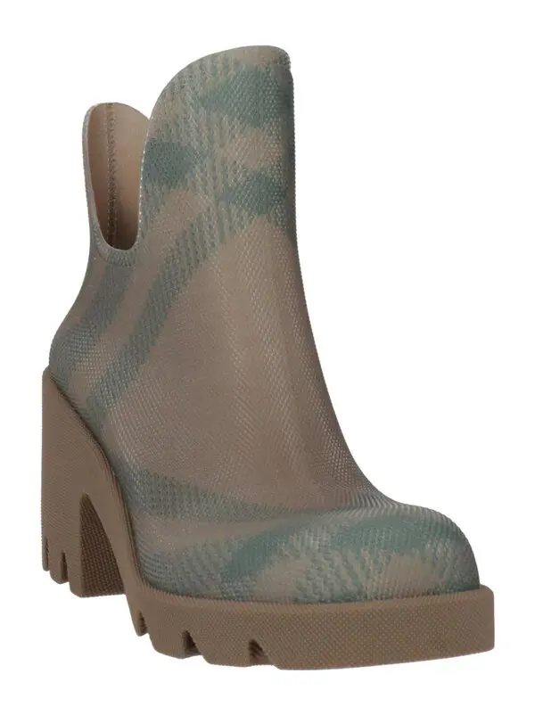 Burberry Checked Ankle Boots - Light Brown
