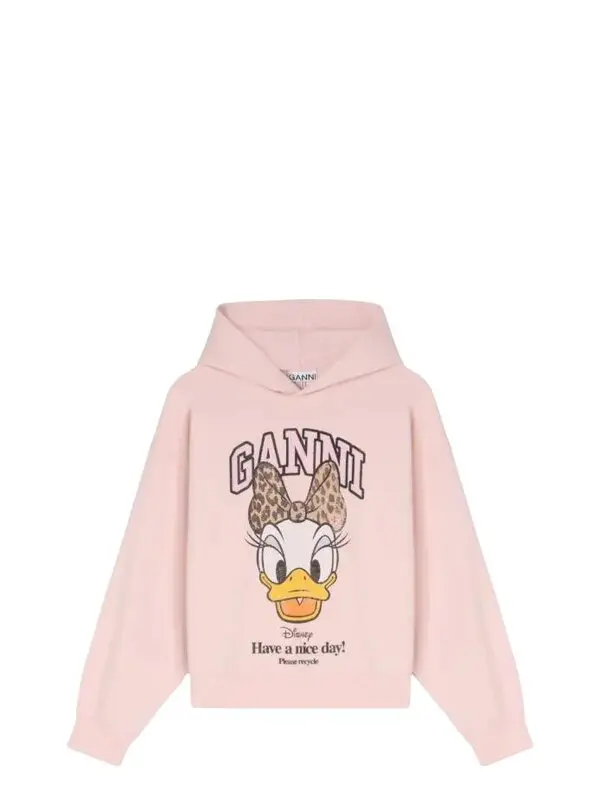 GANNI Cropped Hoodie - Nude