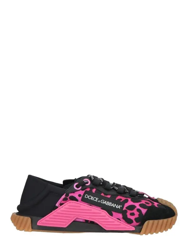 Dolce & Gabbana Color Block Leopard Print Sneakers - Black