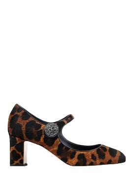 Dolce & Gabbana Leopard Print Mary Jane Block Heel Pumps - Black