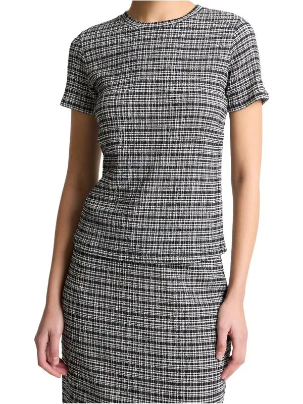 Vince Check Knit Top - Gray