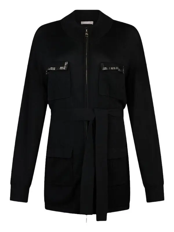 Liu Jo Appliqué-pocket Belted Cardigan - Black