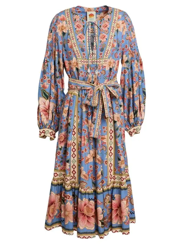 Farm Rio Bohemian Floral Print Maxi Dress - Blue