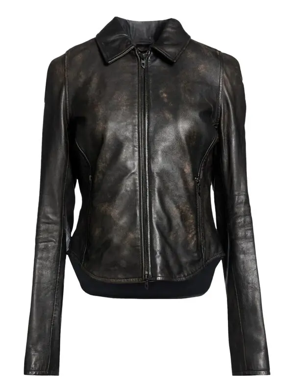 DIESEL® Leather Zip-up Jacket - Black