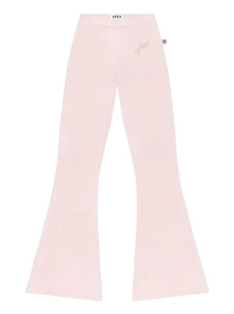 AREA Rhinestone Logo Flared Sweatpants - Pink