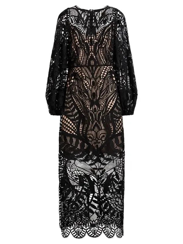 Farm Rio Lace Long Sleeve Dress - Black