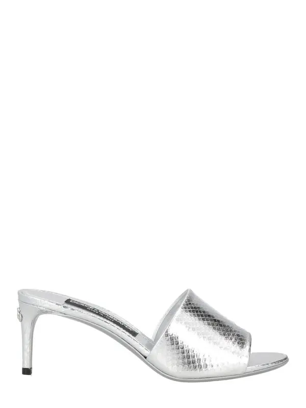 Dolce & Gabbana Metallic Snakeskin Embossed Leather Stiletto Heel Sandals - Silver