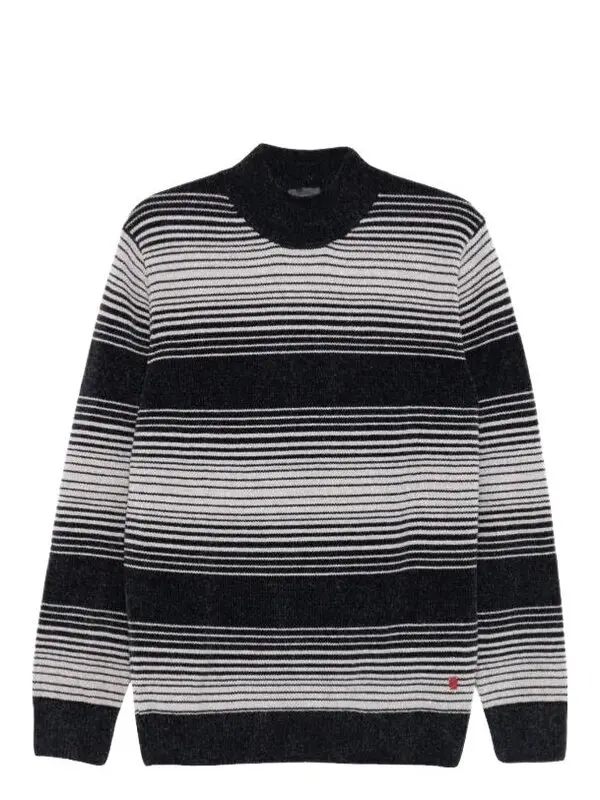 Liu Jo Striped Mock Neck Sweater - Black