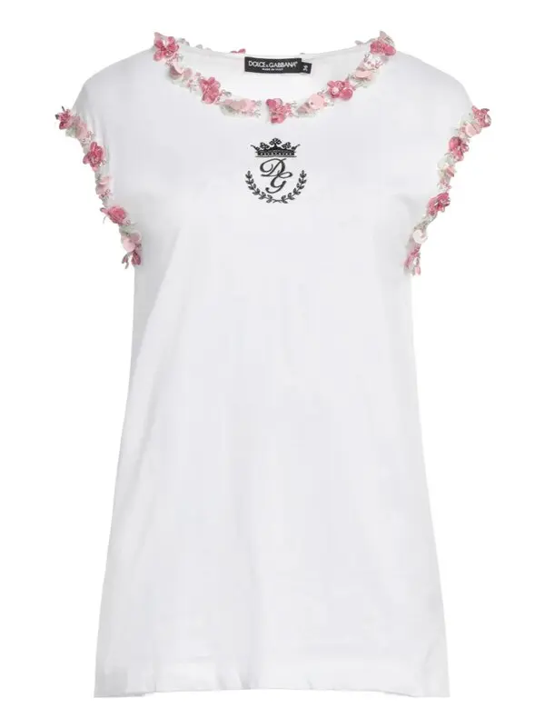 Dolce & Gabbana Embellished Sleeveless T-shirt - White