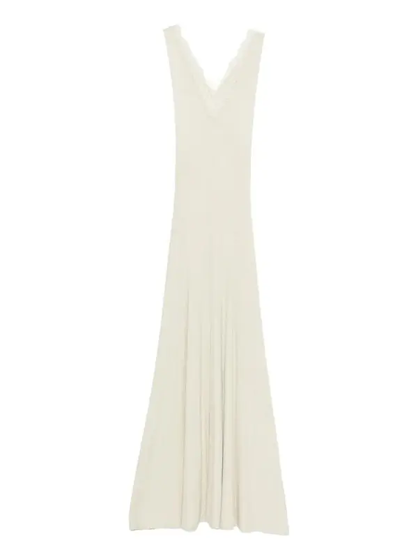 Nanushka Lace Trimmed V-neck Maxi Dress - White