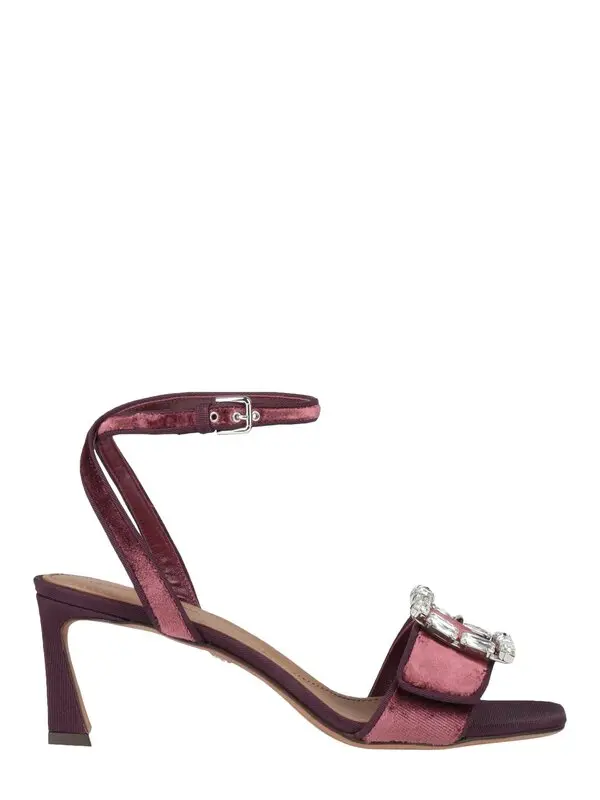 Dolce & Gabbana Embellished Velvet Sandals - Purple-red
