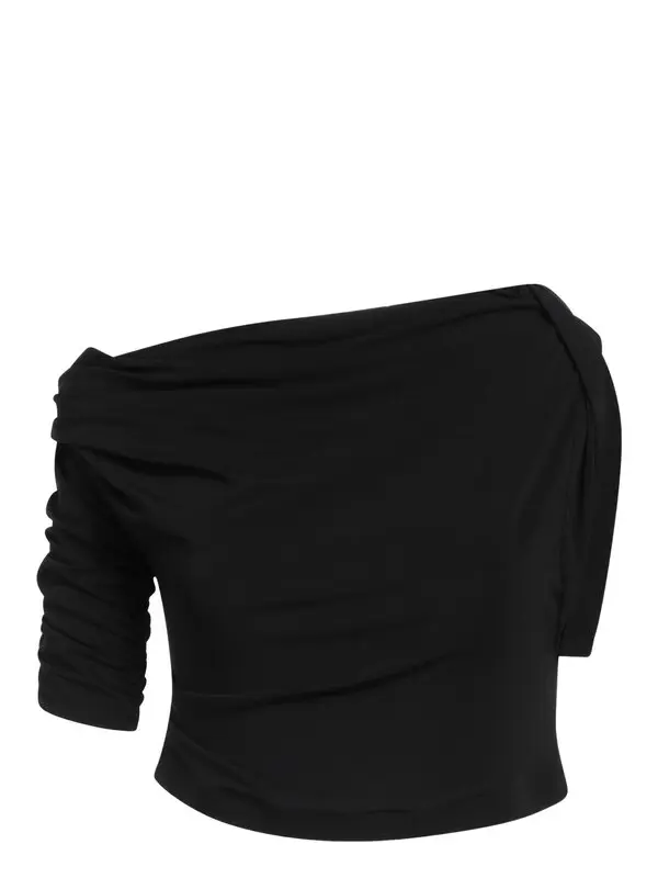 Jacquemus Asymmetrical Draped Jersey Top - Black