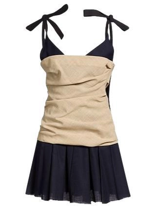 Jacquemus Two-tone Pleated Dress - Beige