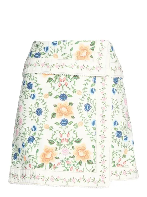 Farm Rio Printed Layered Midi Skirt - White
