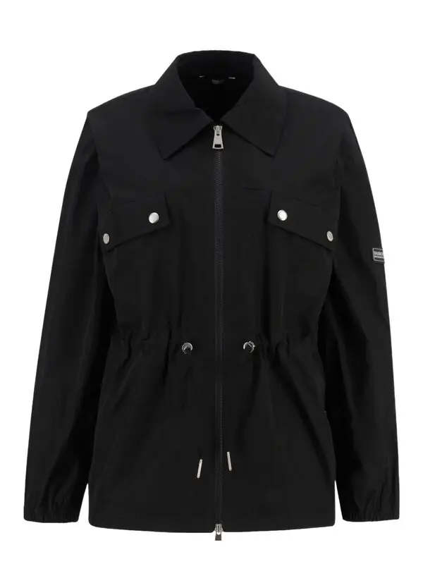 Barbour Collared Zip-up Jacket With Adjustable Waist And Patch Pockets - Black