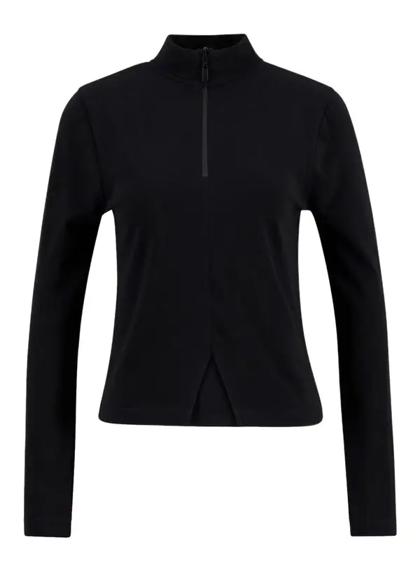 Barbour Dallas Half Zip Top With Long Sleeves And Front Slit - Black