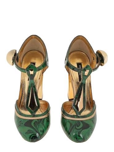 Dolce & Gabbana Multicolor Metallic Leather Sandals - Green