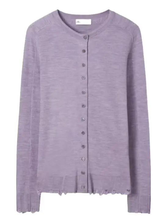 Tory Burch Silk Cardigan With Mother-of-pearl Buttons - Purple