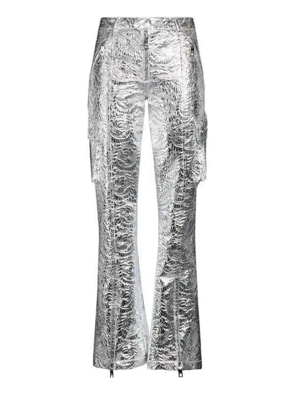 Dolce & Gabbana Metallic Flared Pants - Silver