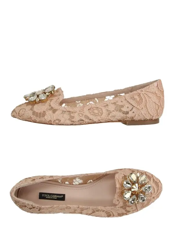 Dolce & Gabbana Lace Embellished Loafers - Nude