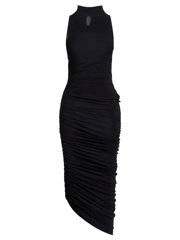 Jacquemus Sleeveless Turtleneck Gathered Midi Dress - Black